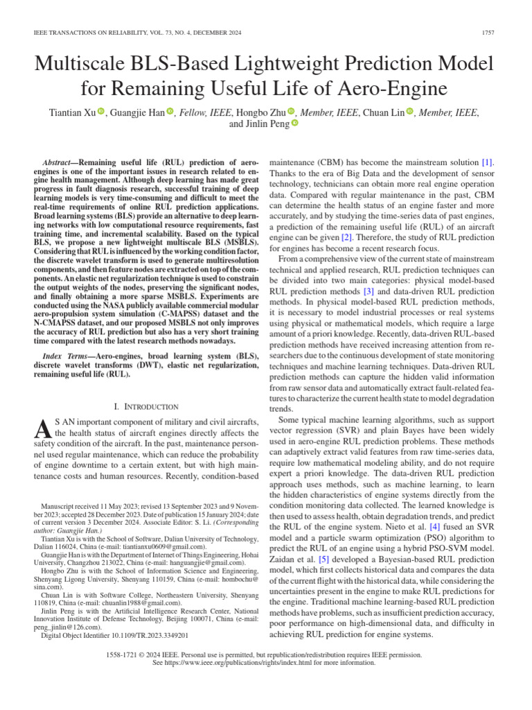 Lightweight RUL Prediction for Aero-Engines | PDF | Applied Mathematics