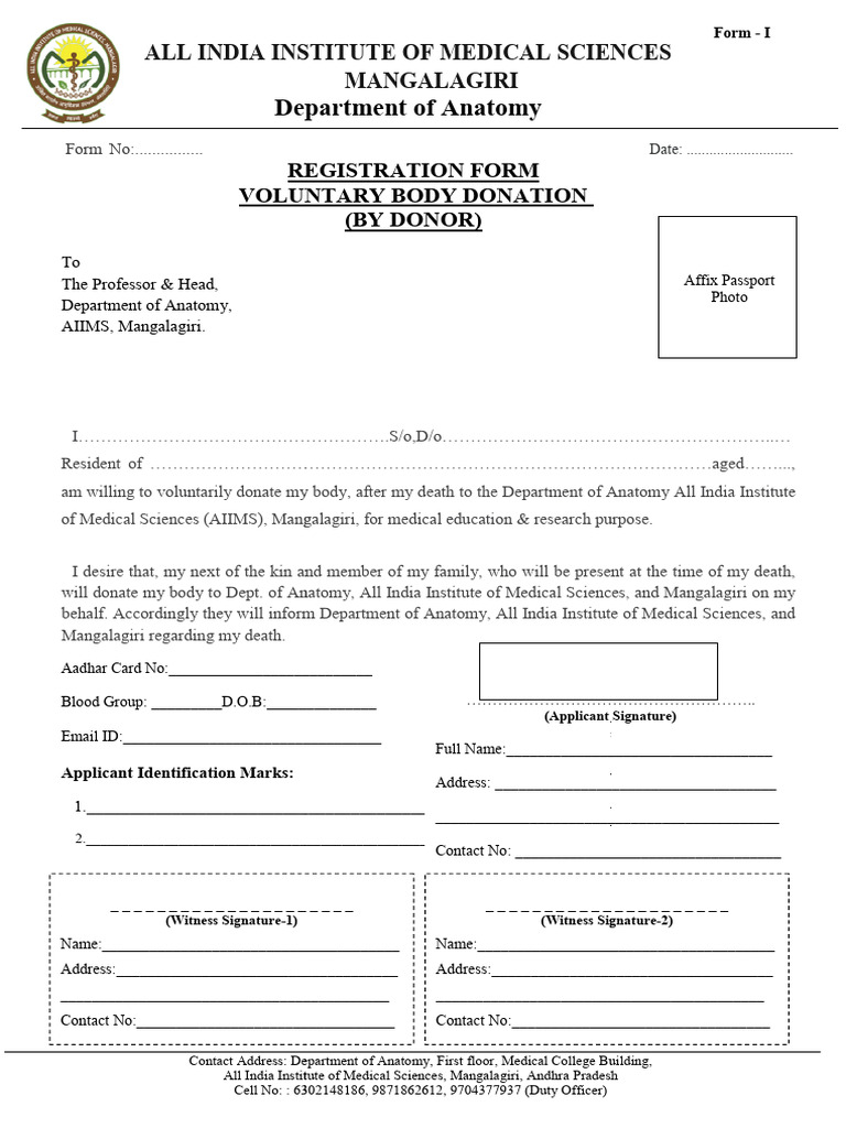 Form I Donor Registration | PDF | Access Control | Government And ...
