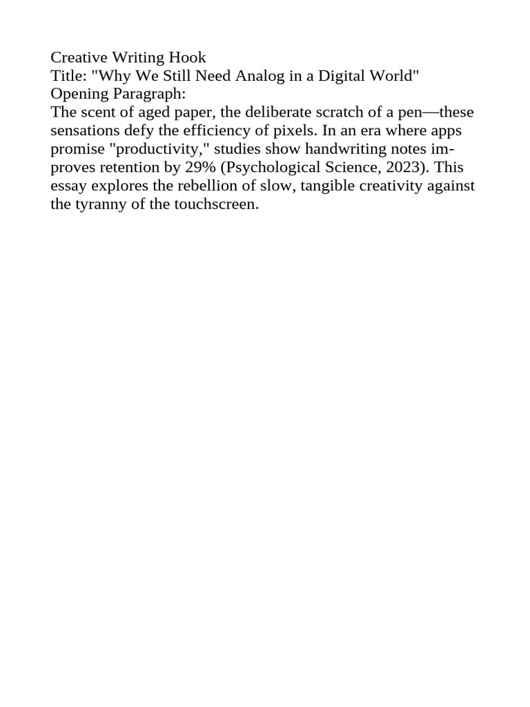 Creative Writing Hook | PDF