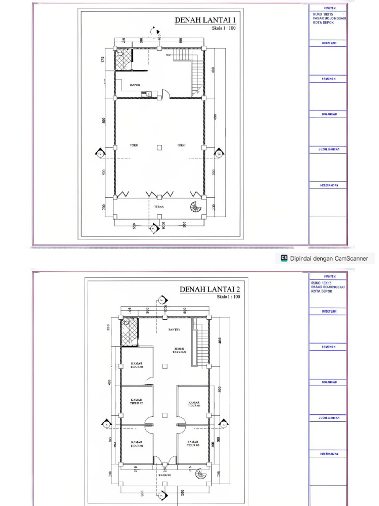 Gambar Denah Ruko 10x15 Pasar Bojongsari Depok | PDF