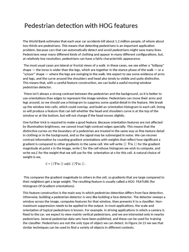 Pedestrian Detection With HOG Features | PDF | Signal Processing | Vision