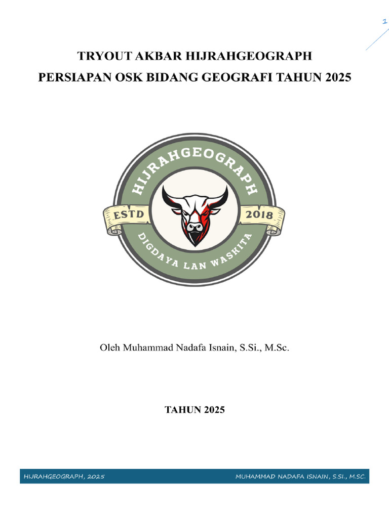 SOAL TRYOUT HIJRAHGEOGRAPH PRA OSK 2025[1] | PDF