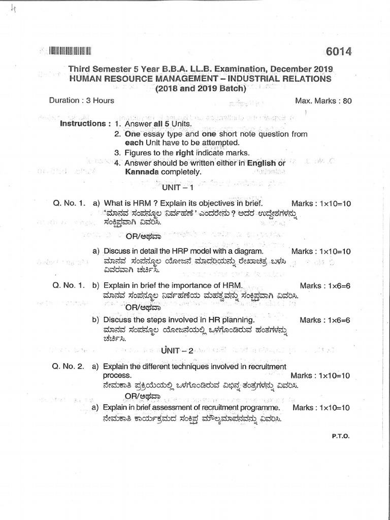 Human Resource Management - Industrial Relations 2018-19 | PDF