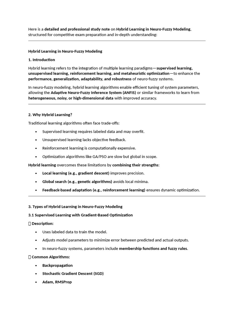 Hybrid Learning in Neuro-Fuzzy Systems | PDF | Mathematical ...