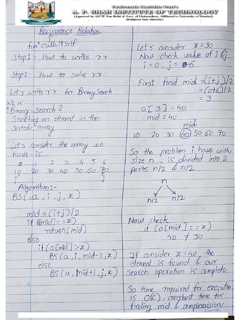 Writing Recurrence Relations From An Algorithm - Compressed | PDF
