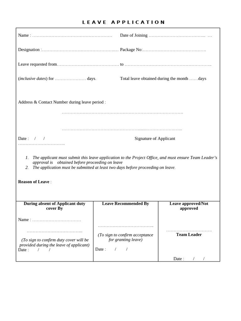 Leave Application | PDF