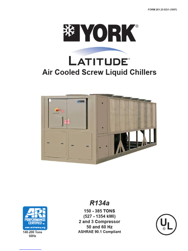 York YCIV Air Cooled Chillers Guide | PDF | Heat Exchanger | Engines