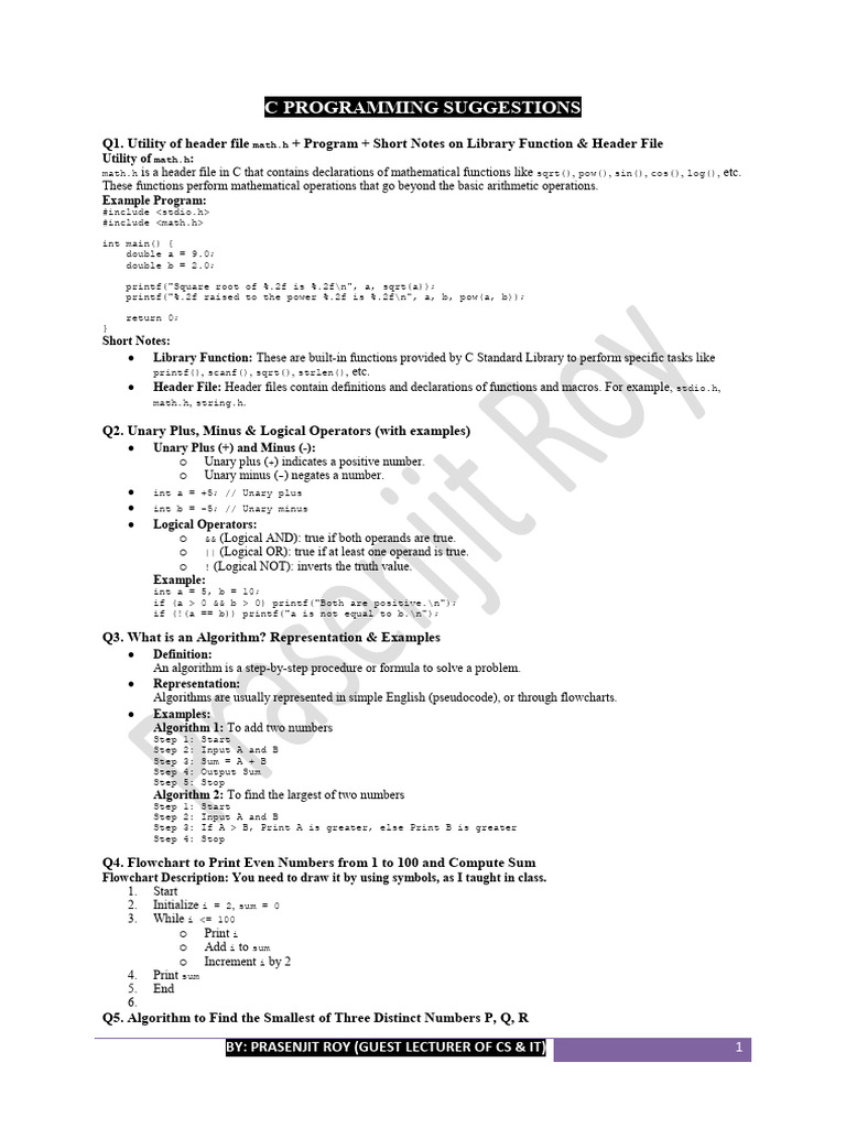 C Suggestions | PDF | Integer (Computer Science) | Pointer (Computer Programming)