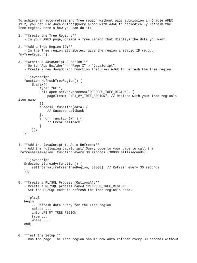Auto Refresh Tree Region | PDF