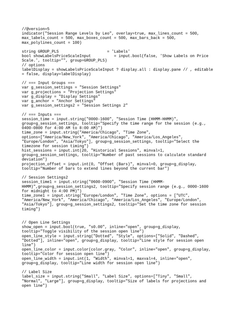 Session Range Levels Indicator | PDF | Computer Programming