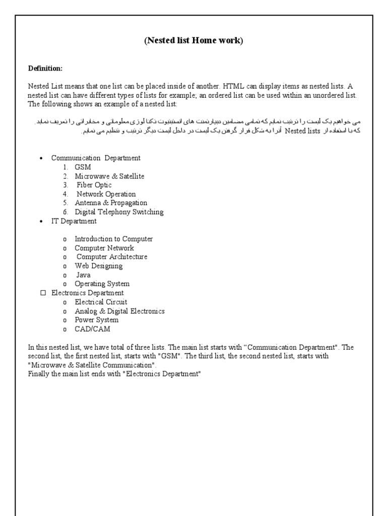 Nested List Home Work | PDF | Telecommunication | Electronics