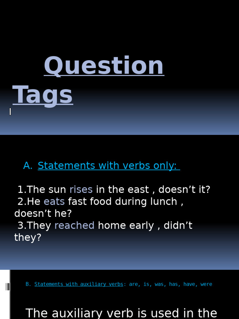 Question Tag Examples and Usage | PDF