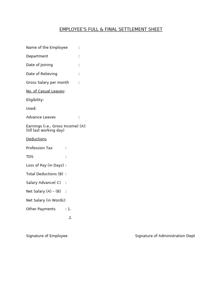 Employee Settlement | PDF