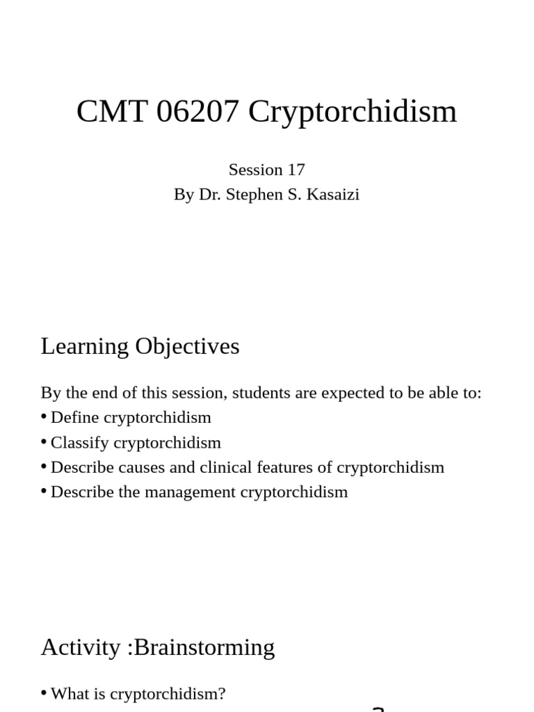 Session 17 - Cryptorchidism | PDF | Testicle | Diseases And Disorders