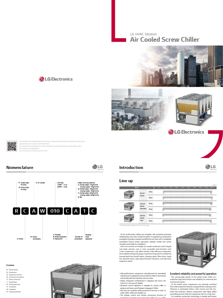 LG Air Cooled Screw Chiller Overview | PDF | Air Conditioning | Piston