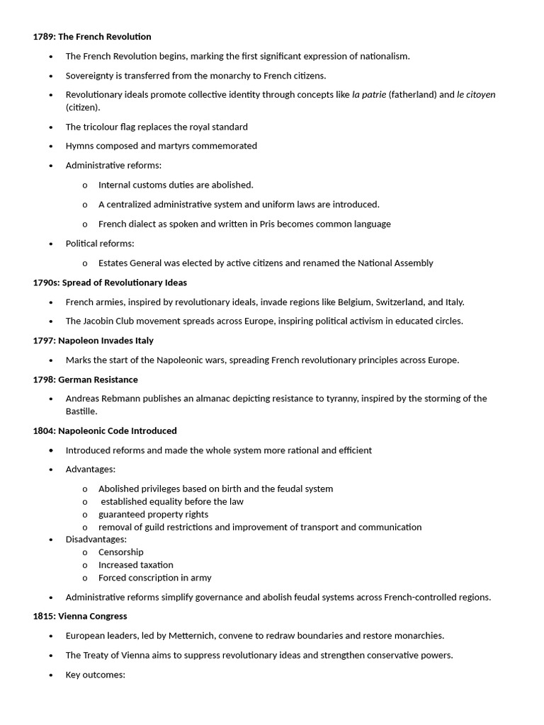 Key Events of European Nationalism | PDF | German Empire | French ...