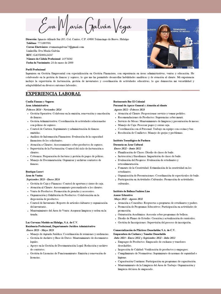 CV Eva María Galván Vega | PDF | Seguro | Business