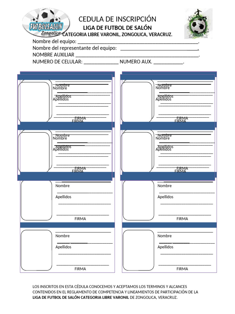 Cedula Fut Sal Frente 2024 | PDF