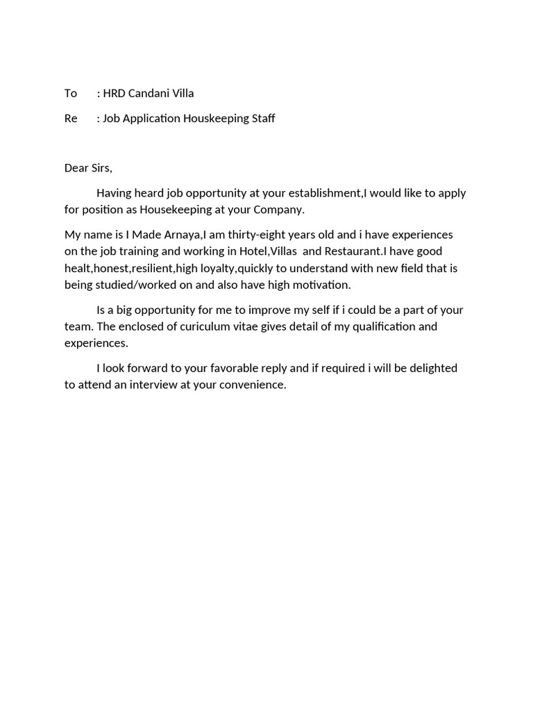 Job Application Letter (1) - 1 | PDF | Home