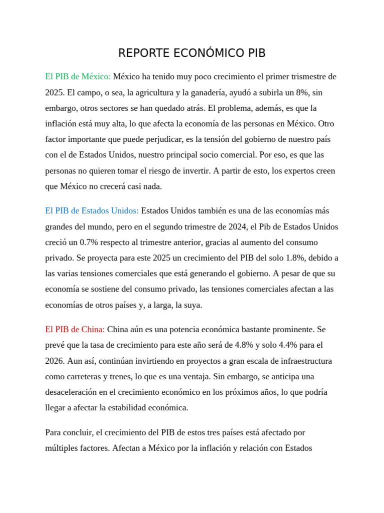 REPORTE ECONÓMICO PIBjhfgjgkggjyfugkhkg | PDF | Los Estados Unidos ...