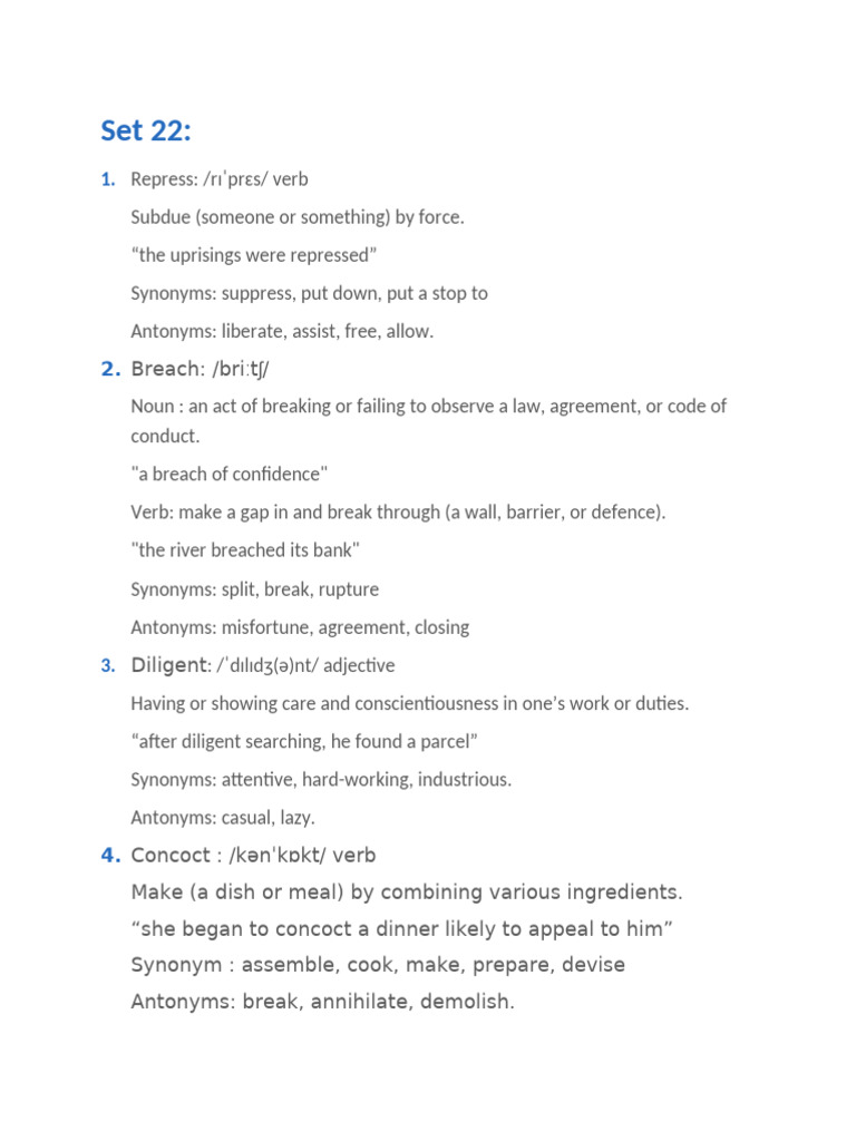 Vocabulary Set 22 | PDF