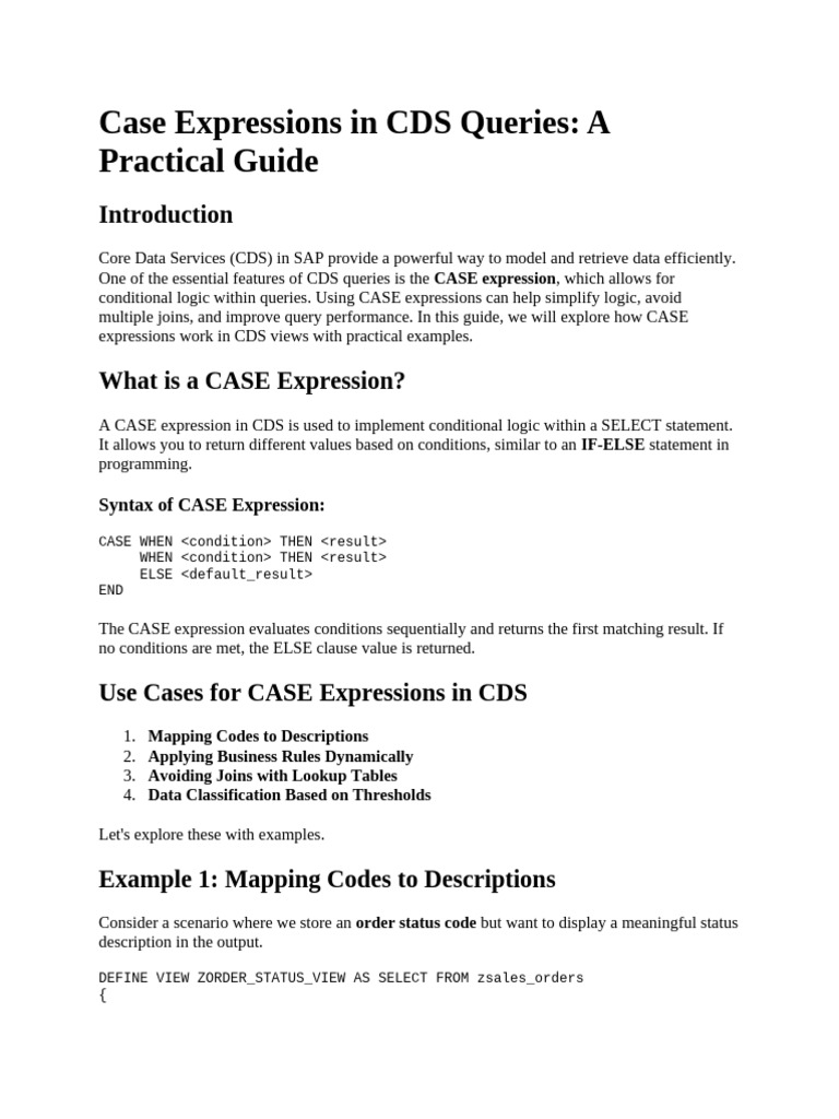Using CASE Expressions in CDS Queries | PDF | Computer Science ...