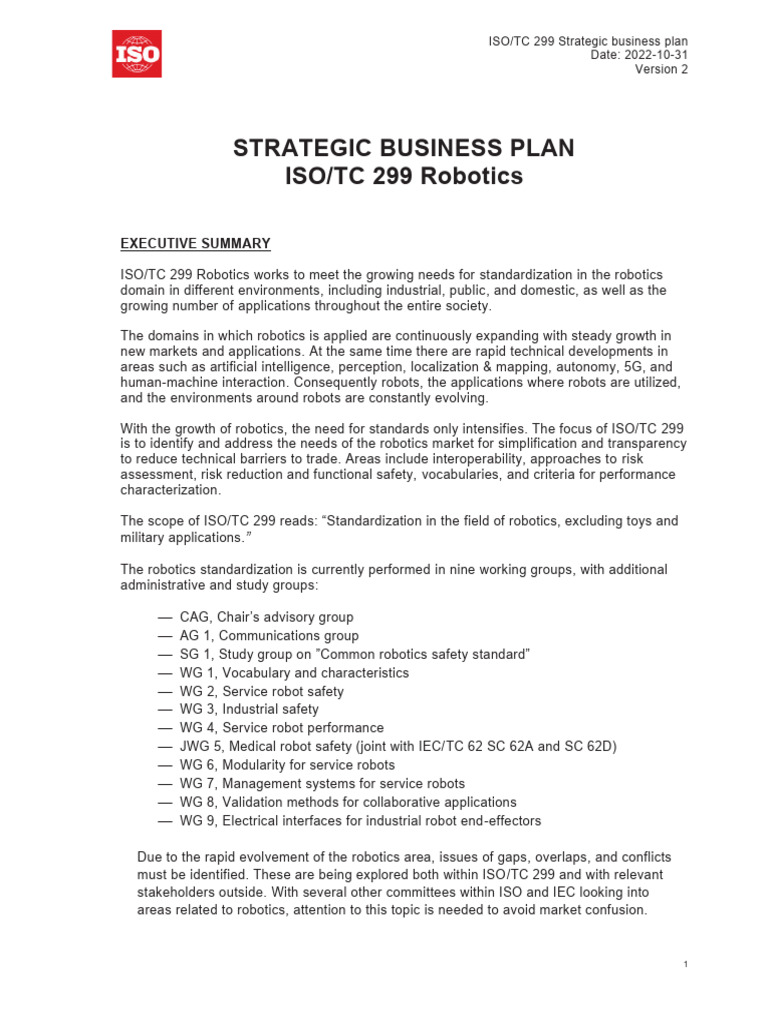 ISO TC 299 Robotics | PDF | International Organization For ...