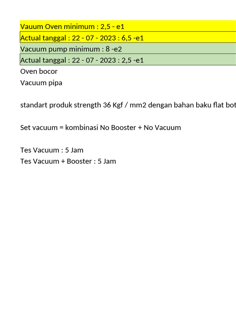 Standard Vacuum Specifications | PDF