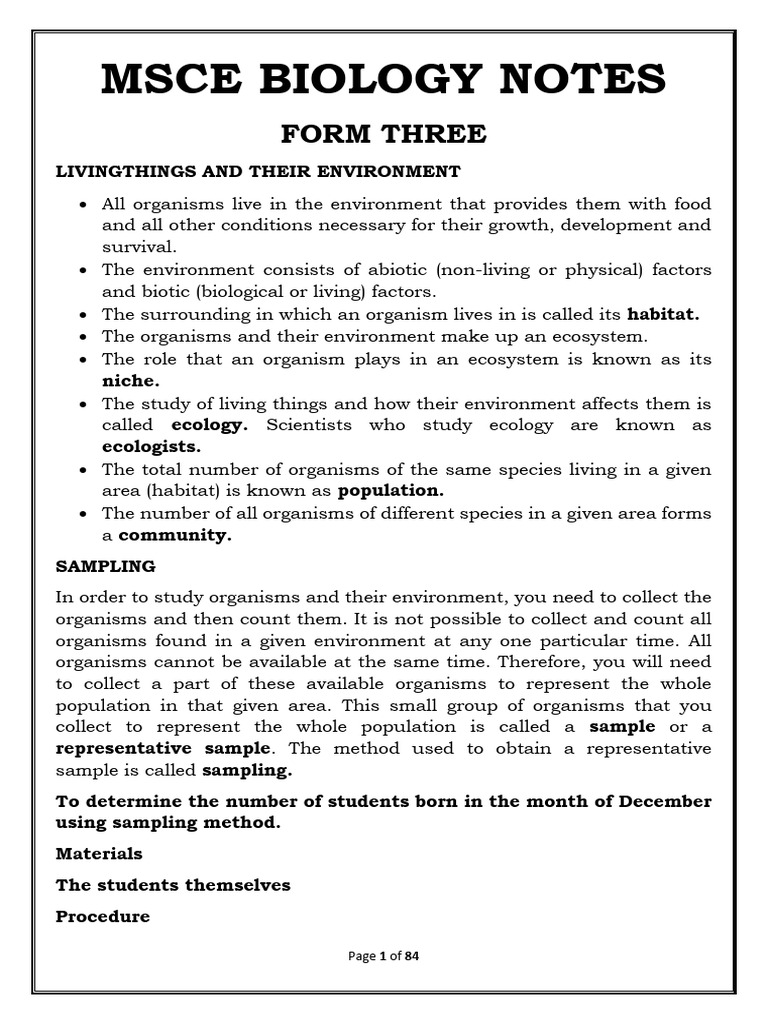 Form Three Biology Notes | PDF | Food Web | Leaf