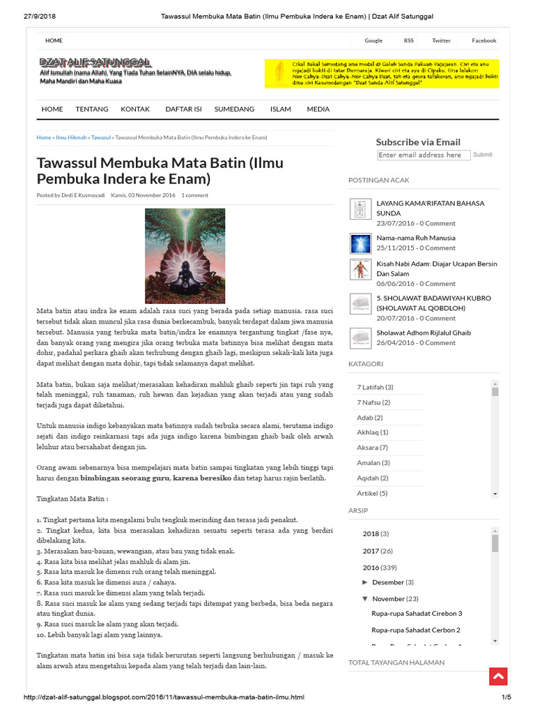 Tawassul Membuka Mata Batin (Ilmu Pembuka Indera Ke Enam) - Dzat Alif ...
