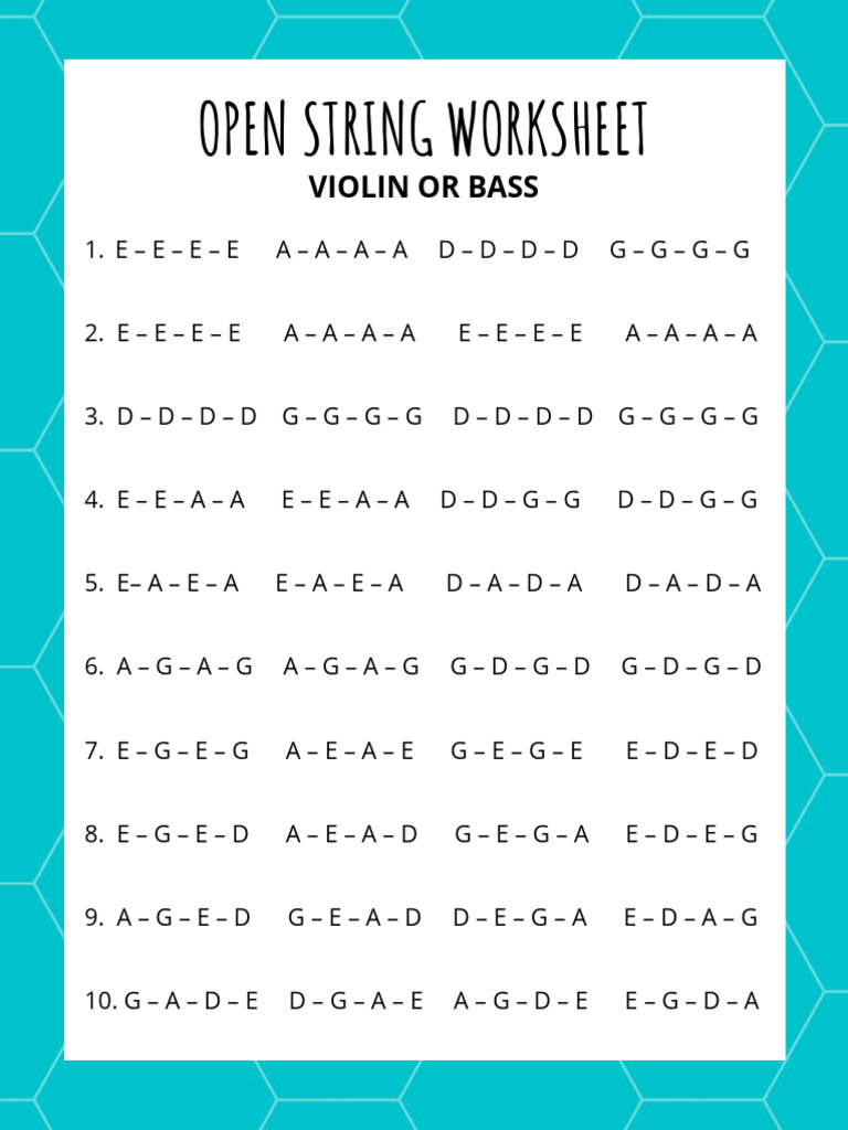 Open String Worksheet: Violin or Bass | PDF