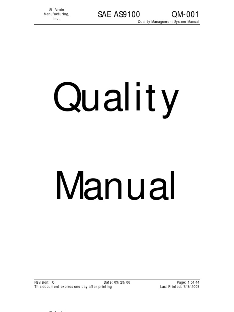 AS9100 Quality Manual | PDF | Quality Management System | Quality Management