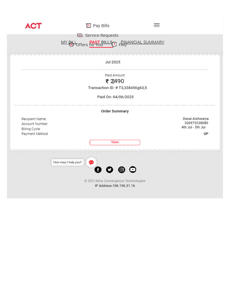 Wifi Bill - Jun 2025 | PDF