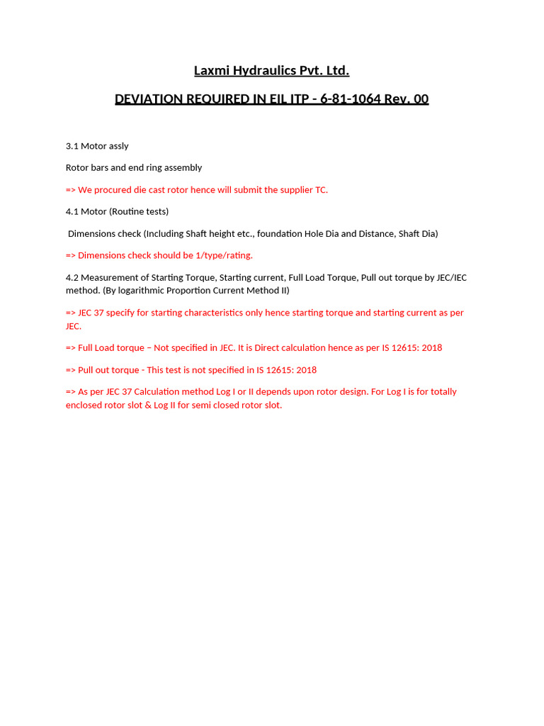 Deviation EIL ITP 6-81-1064 | PDF