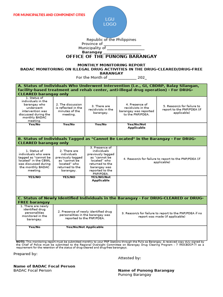 BADAC Monthly Drug Monitoring Report | PDF | Law Enforcement | Crime ...
