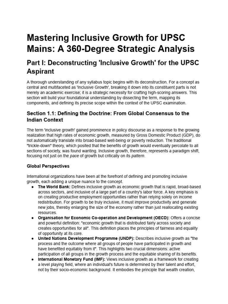 Inclusive Growth - UPSC Mains Analysis | PDF | Sustainability | Social ...