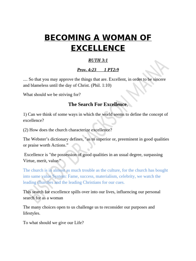becoming woman of excellence | PDF | God | Bible