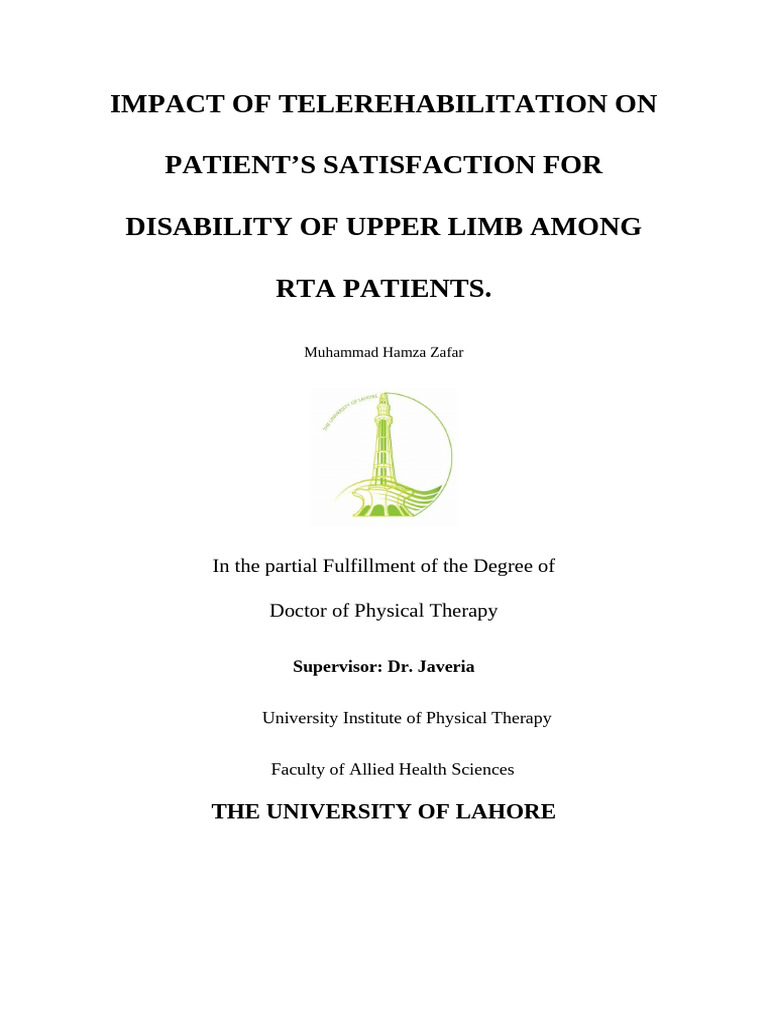 Hamza Zafar Thesis Final Version | PDF | Physical Therapy | Clinical Medicine