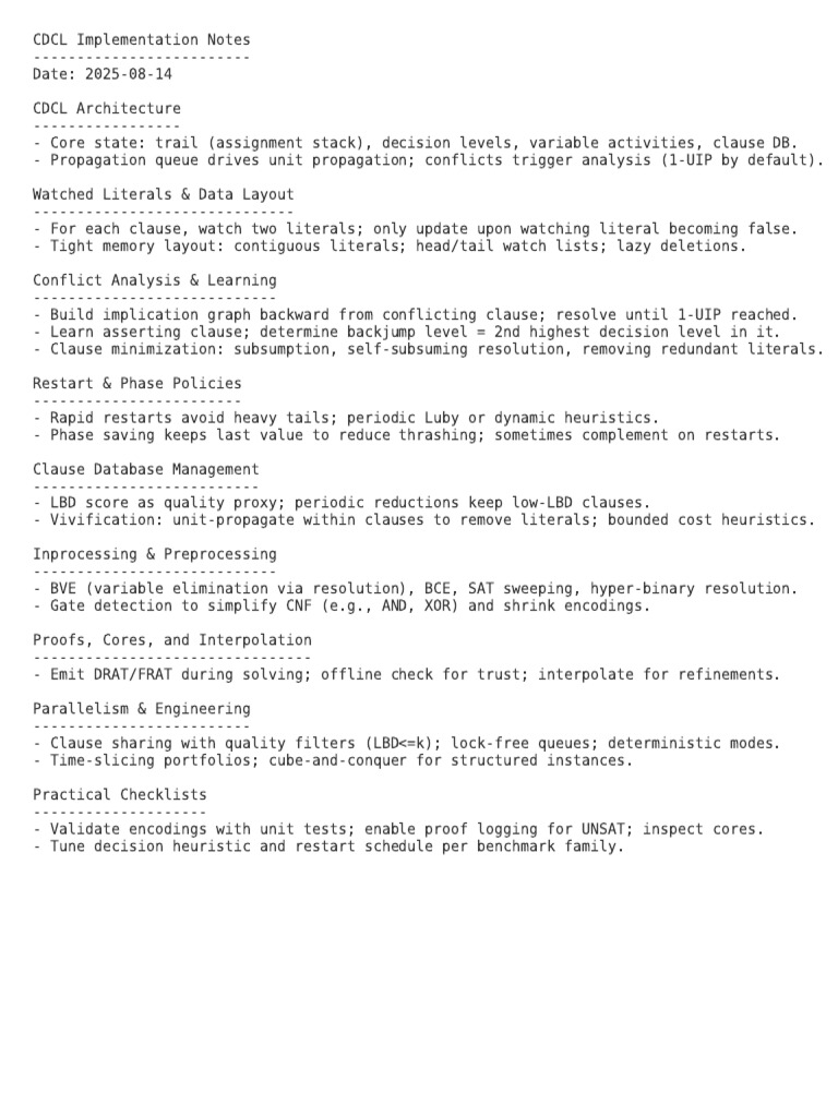 CDCL Implementation Notes | PDF