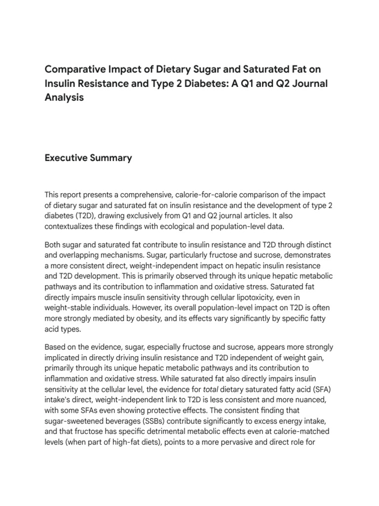 Sugar vs. Saturated Fat: T2D Impact Analysis | PDF | Fat | Insulin ...