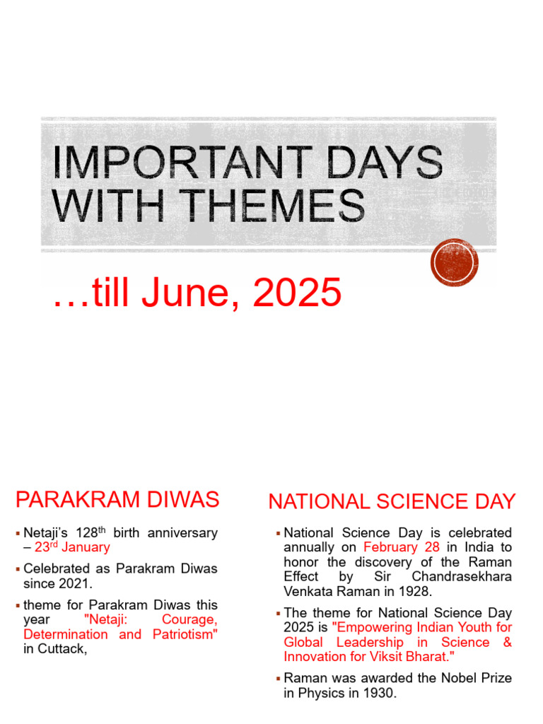 Important Days and Themes for 2025 | PDF | Natural Environment