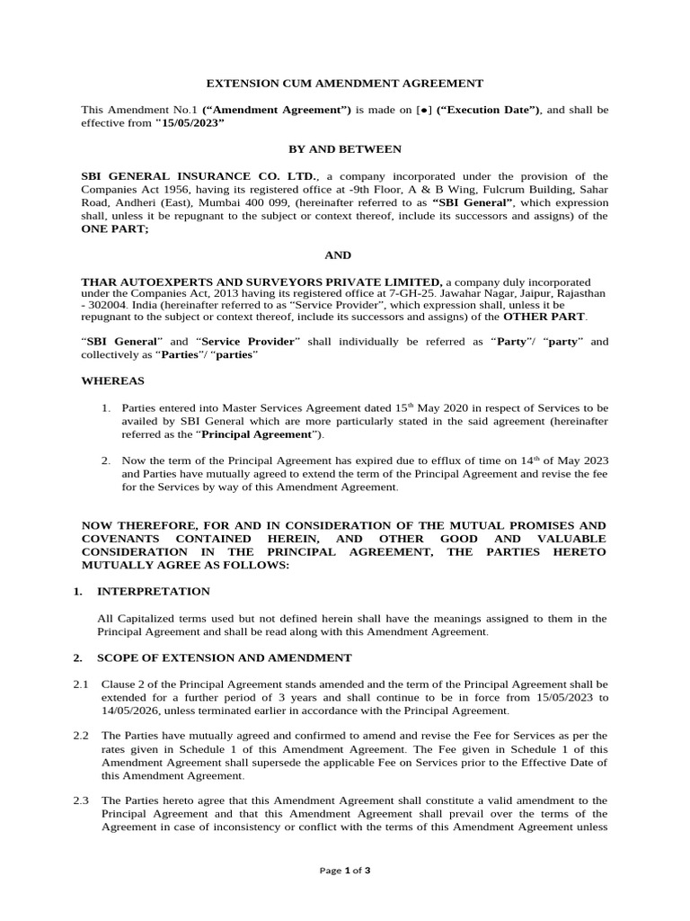 Thar Auto - Amendment Agreement - July2025 | PDF | Private Law | Government