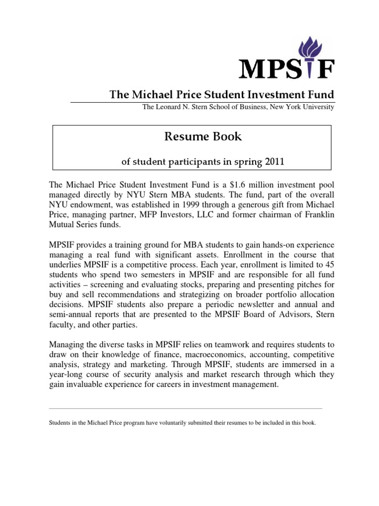 Michael Price Student Investment Fund Overview | PDF | Financial ...