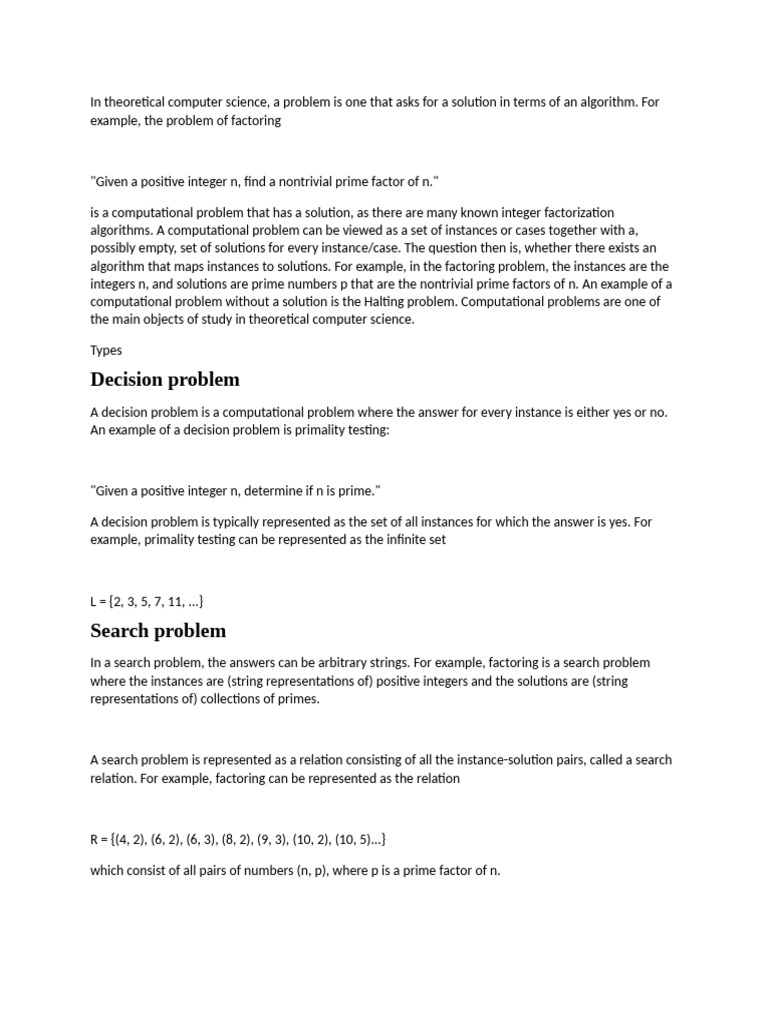 Types of Computational Problems Explained | PDF | Prime Number ...