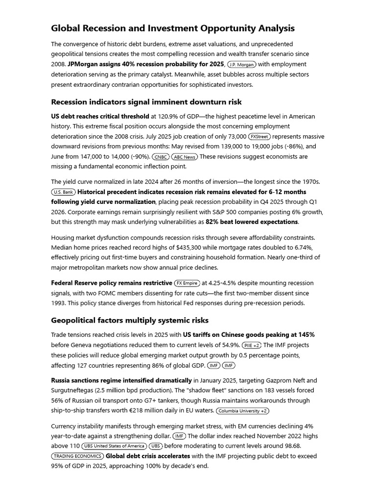 2026 Recession and Investment Outlook | PDF | Recession | Investing