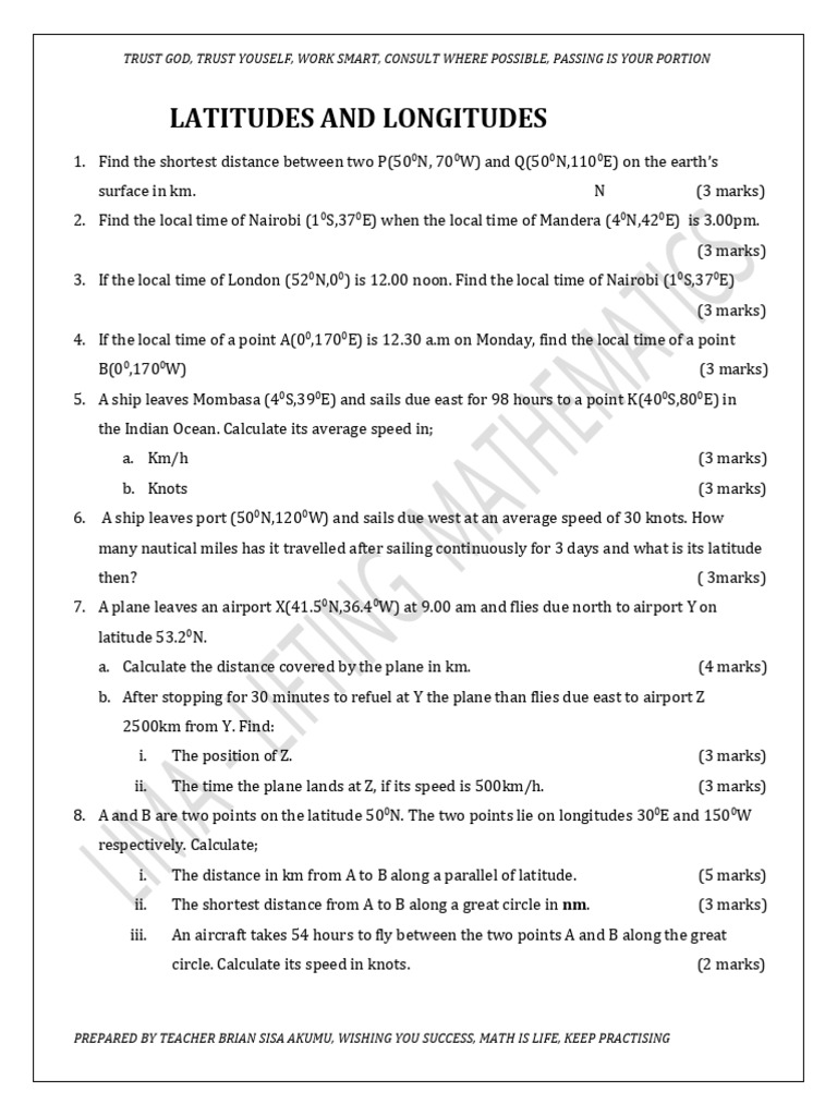 Latitudes and Longitudes | PDF | Latitude