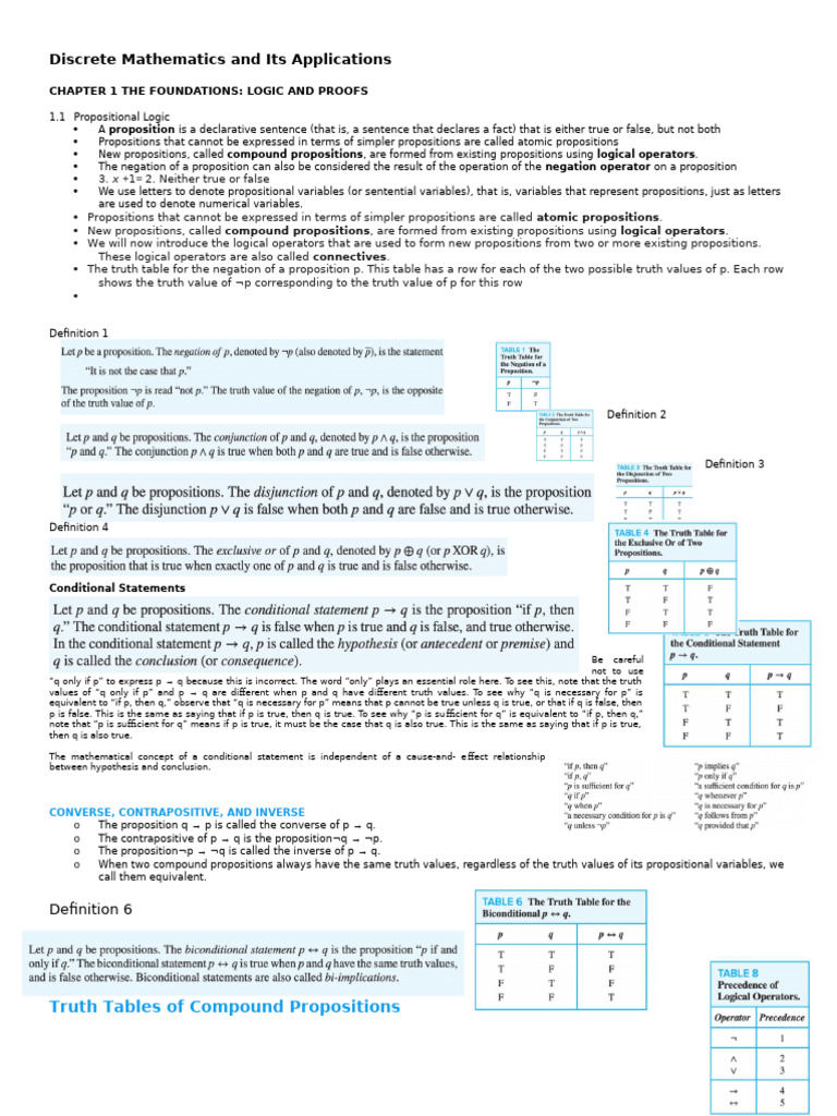 Discrete Mathematics and Its Applications | PDF | Proposition | Truth