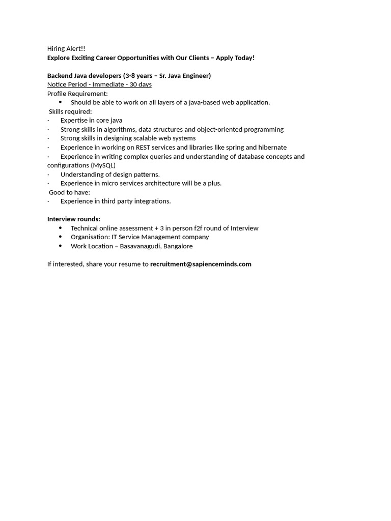 Hiring Alert - Job Posts | PDF