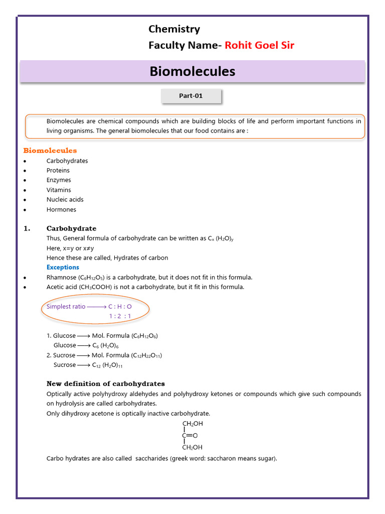 Biomolecules Sheet 240821 115209 | PDF | Nucleotides | Carbohydrates