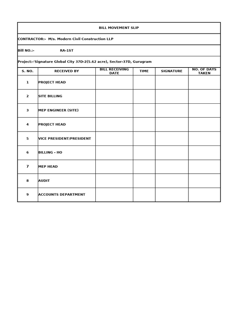 RA Bill Format | PDF